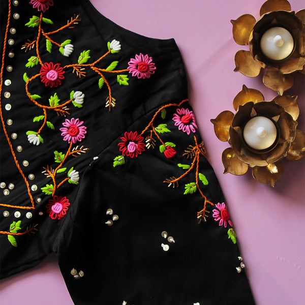 Black Saavi Cotton Silk Blouse – TIMELESS BASICS