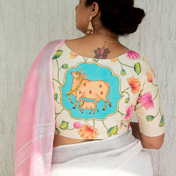 Pichwai Jaal Beige Tusser Silk Blouse – TIMELESS BASICS