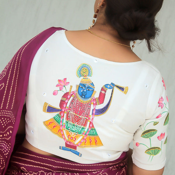 Sree NathJi White 60gm Silk Blouse – TIMELESS BASICS