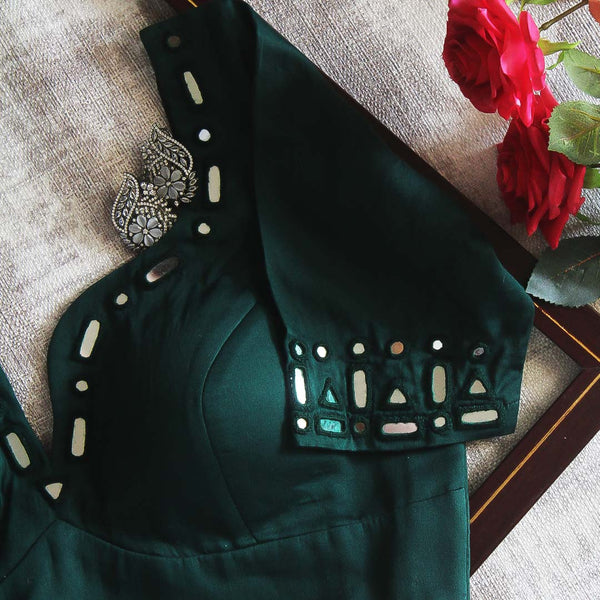 Bottle Green Aja Mirror Work Blouse – TIMELESS BASICS
