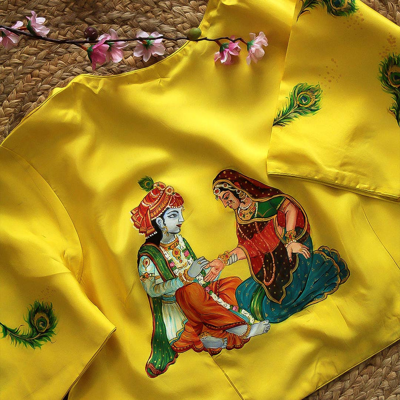 Radha Krishna Yellow 60gm Silk Blouse – TIMELESS BASICS